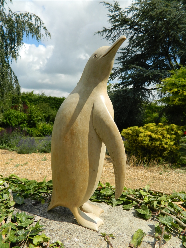 Wooden Penguin Carving - Carved Penguin 30cm - OnTradeWinds.co.uk