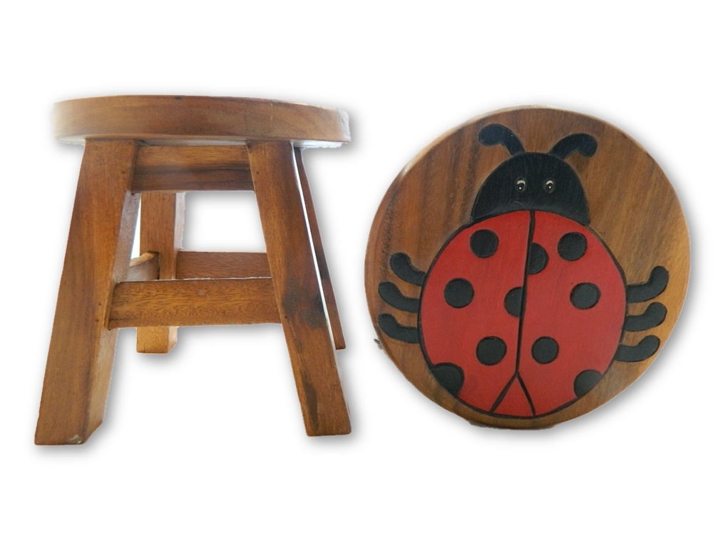 Childrens Wooden Stool - Ladybird - OnTradeWinds.co.uk