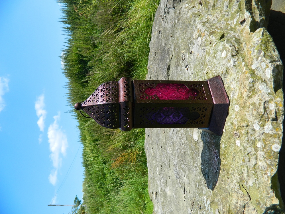 Moroccan Lanterns - Large Standing Purple/Pink - OnTradeWinds.co.uk