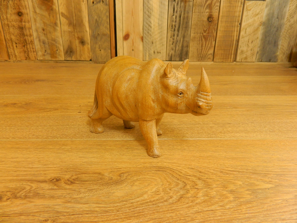 Wooden Rhinoceros Rhino Carving - Hand Carved Rhino Carving - 15cm ...