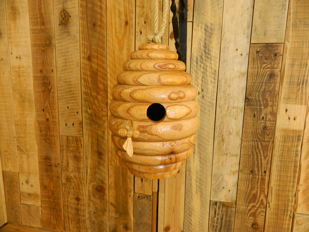 Wooden Bird House Nest Box - Round Bee Hive - OnTradeWinds.co.uk