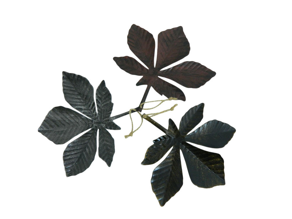 Hand Pressed Metal Leaves - Set Of Three Chestnut Leaves - OnTradeWinds ...